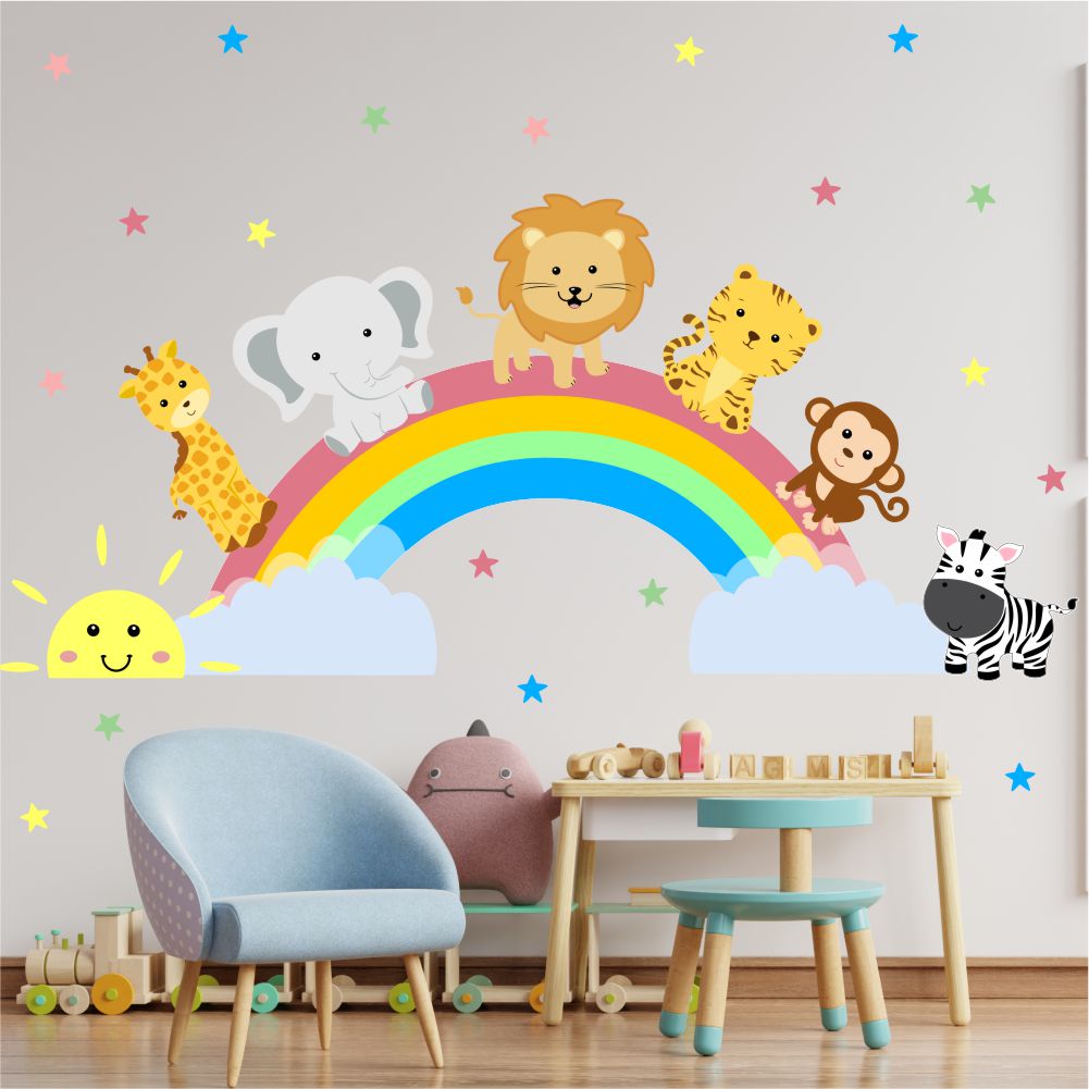 Adesivo de Parede Arco-Íris Safari - Magazine do Adesivo